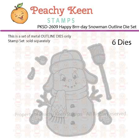 PKSD-2609 Happy Brrr-day Snowman Outline Die Set – Peachy Keen Stamps